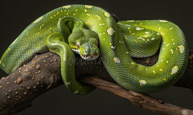 Green Tree Python on Neutral Background Stock Photo - Image of white ...