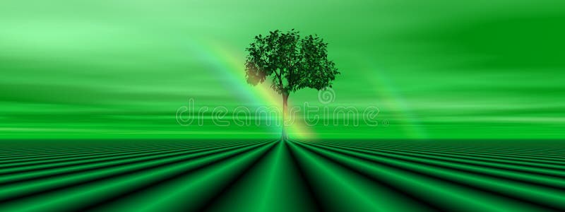 Green tree and rainbow stock illustration. Illustration of ecology ...
