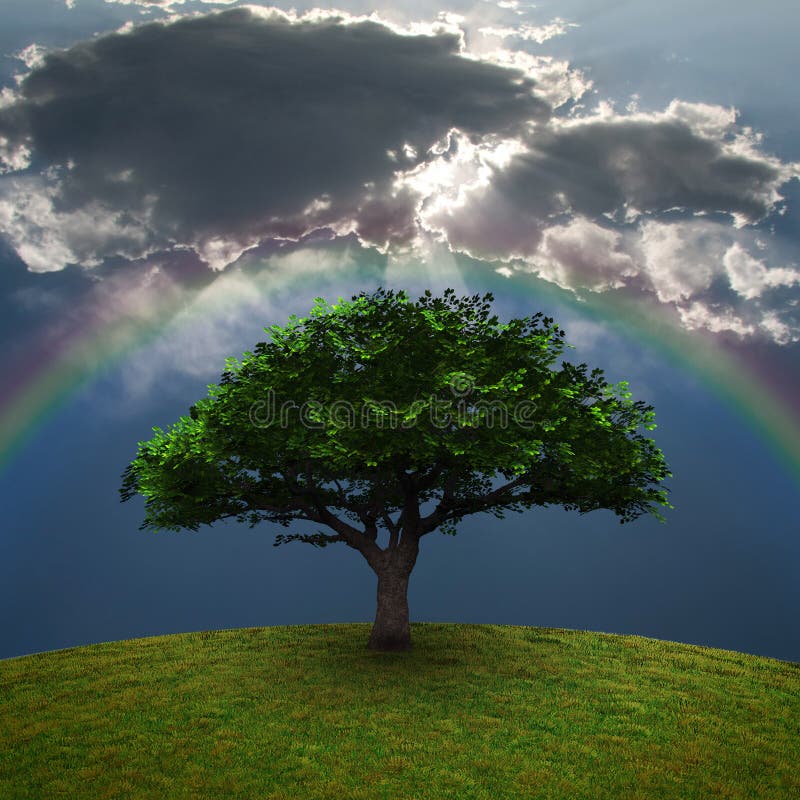 Green Tree Rainbow stock image. Image of bright, imagination - 131972769