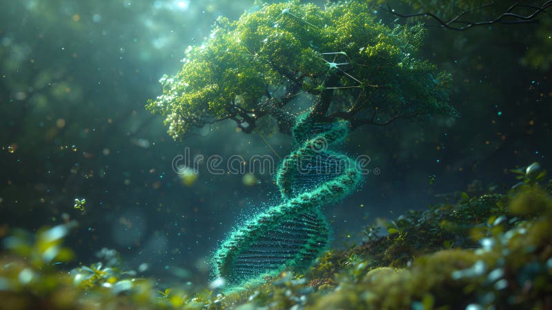 A Green Tree Representing DNA, Associated with Biotechnology or ...