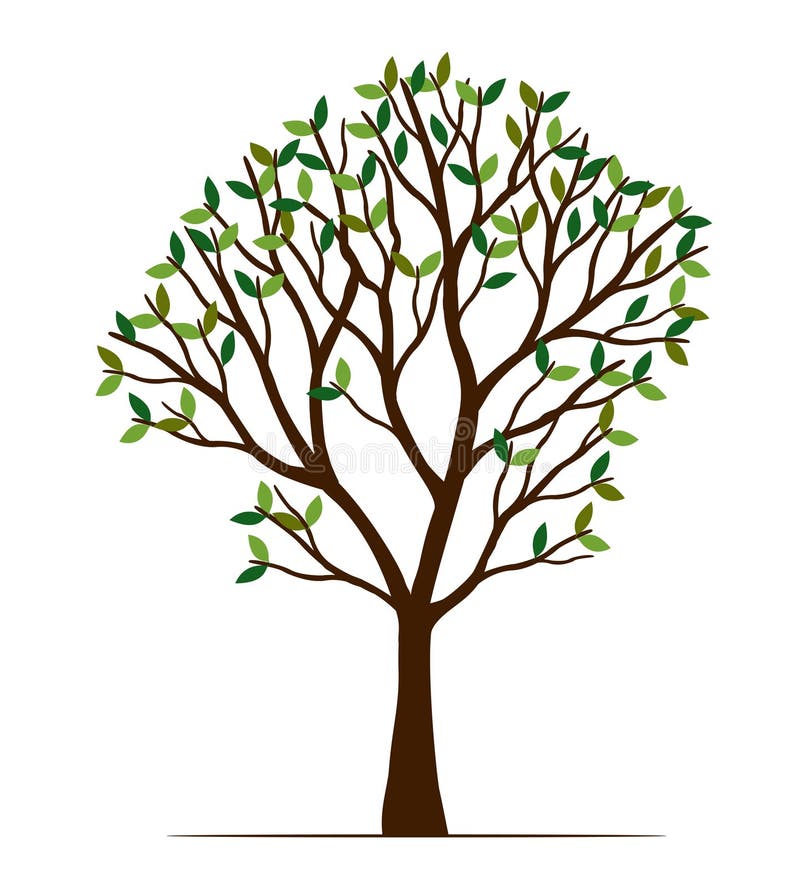 Green Tree. Vector Outline Illustration Stock Vector - Illustration of ...