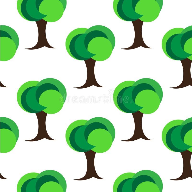 Green Tree Seamless Pattern Stock Illustration - Illustration of ...