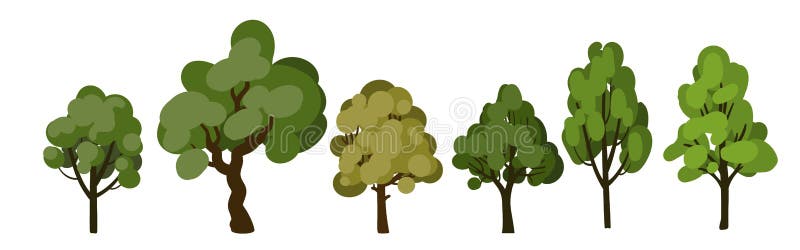 Green Tree Set Isolated on White. Simple Trees Stock Photo - Image of ...