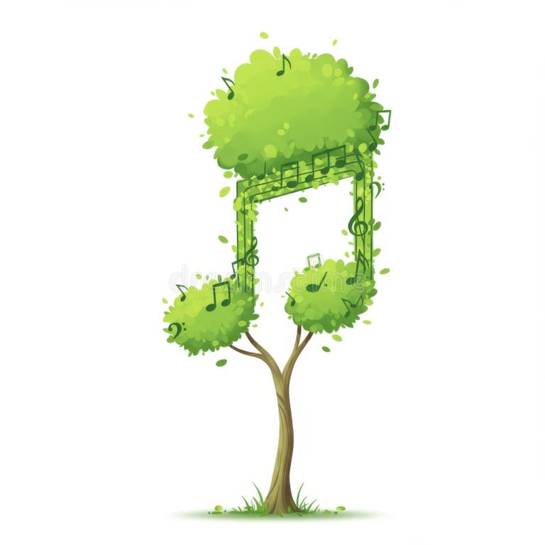 Green Tree Shaped As Musical Note Illustration Stock Illustration ...