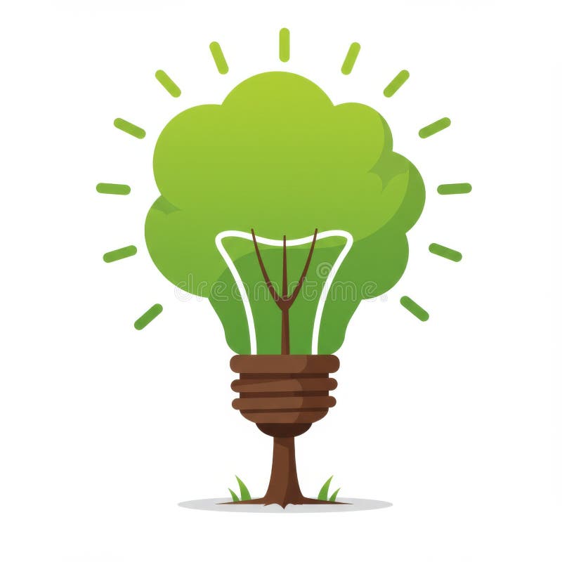 Green Tree Shaped Lightbulb Eco Concept Illustration Stock Illustration ...