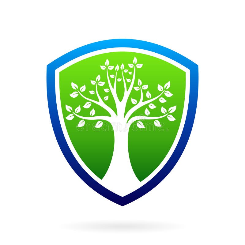 Tree and shield stock vector. Illustration of organic - 46988620