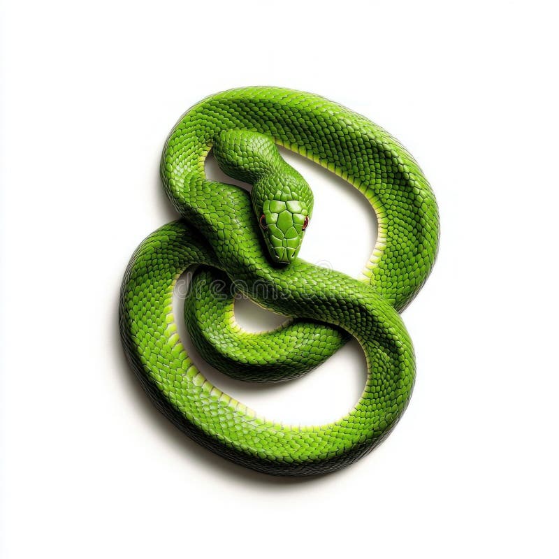 Green Tree Snake on White Background Stock Illustration - Illustration ...