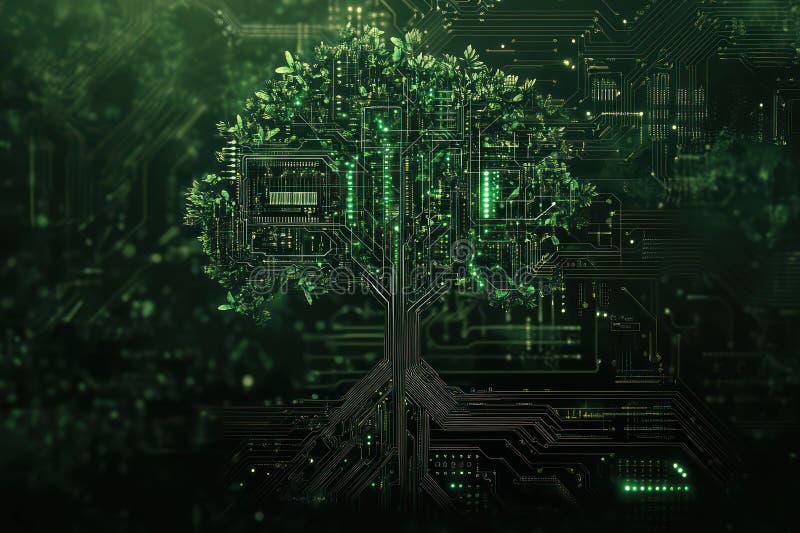 Tree Growing from Circuit Board Eco Tech Stock Photo - Image of board ...
