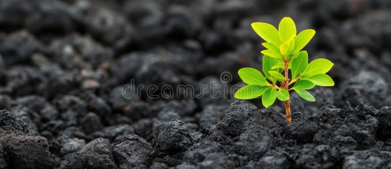 A Green Tree Sprouting on a Pathway Symbolizes Growth and Success, with ...