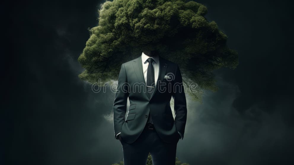 Green Tree in Suit, Hyper Realistic. Generative Ai Stock Illustration ...