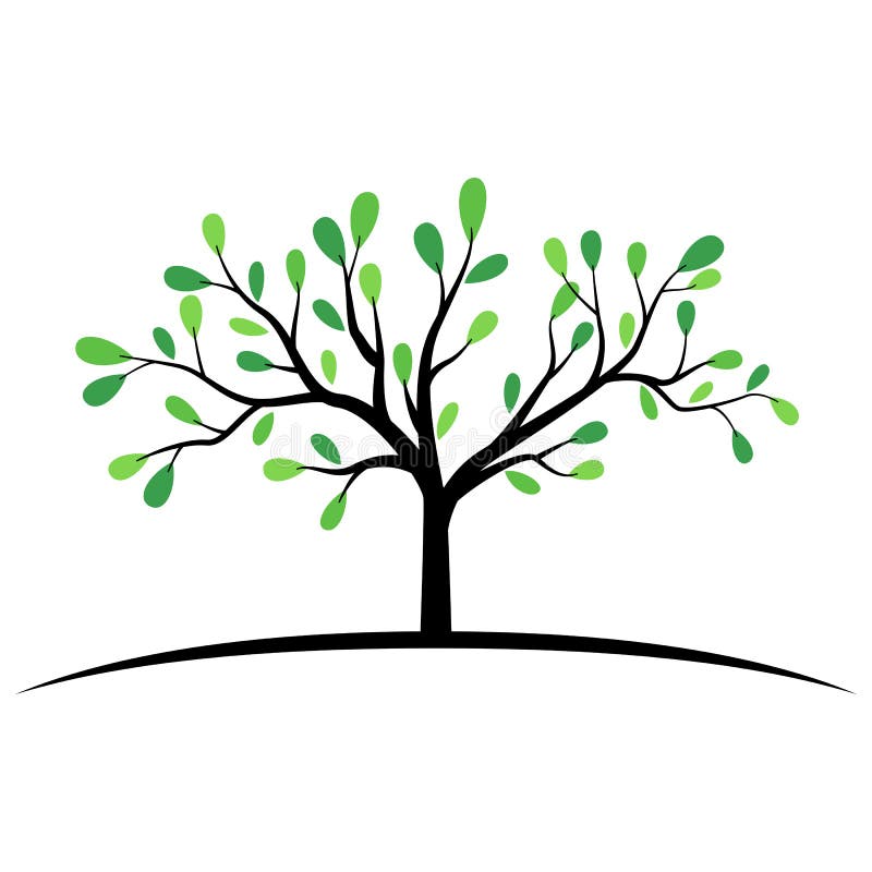 Green Tree with Wide Branches Symbol Stock Vector - Illustration of ...