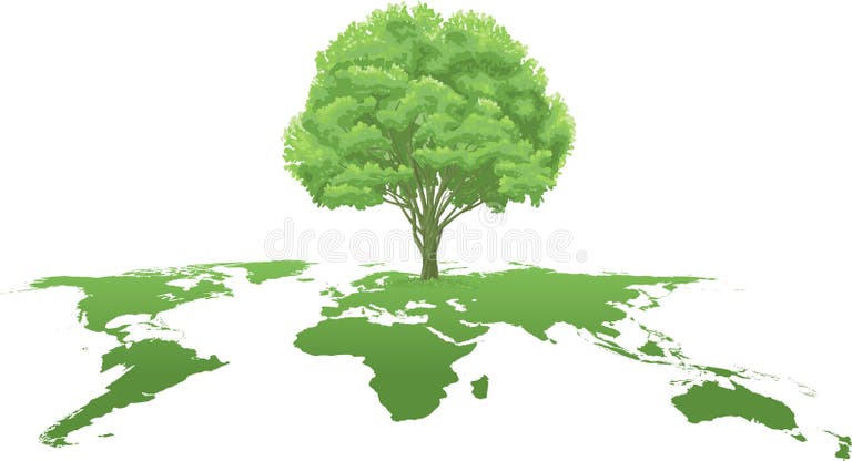 Green tree World Atlas stock vector. Illustration of south - 6628618