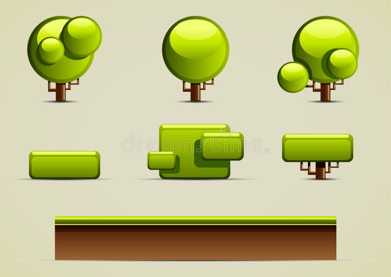 Green Trees for Creating Video Games Stock Vector - Illustration of ...