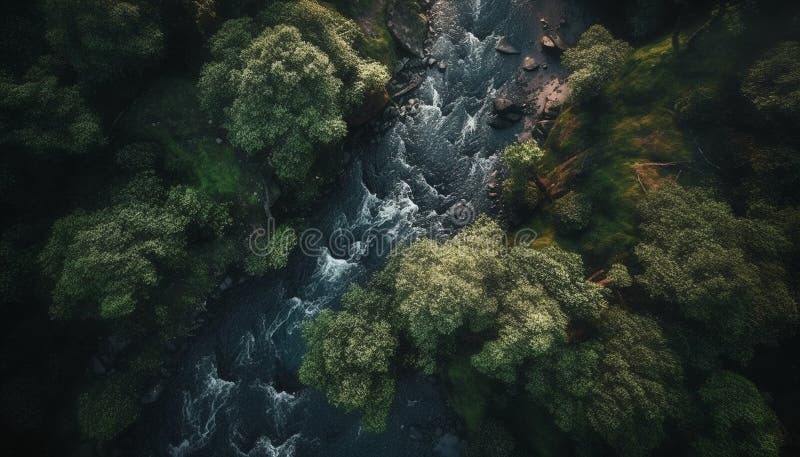 Green Trees Flow in Ravine, Autumn Beauty Generated by AI Stock ...