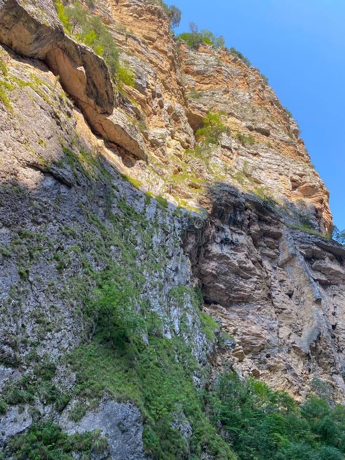 Sheer cliffs of the gorge stock image. Image of geology - 229561383
