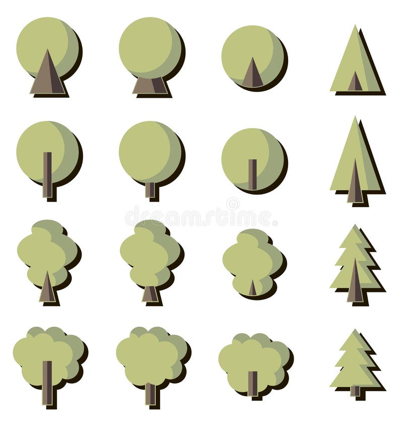 Trees icons on white stock vector. Illustration of deciduous - 52791971