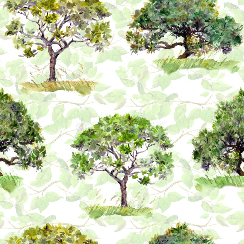 Green Trees. Park, Forest Pattern. Seamless Background with Leaves ...