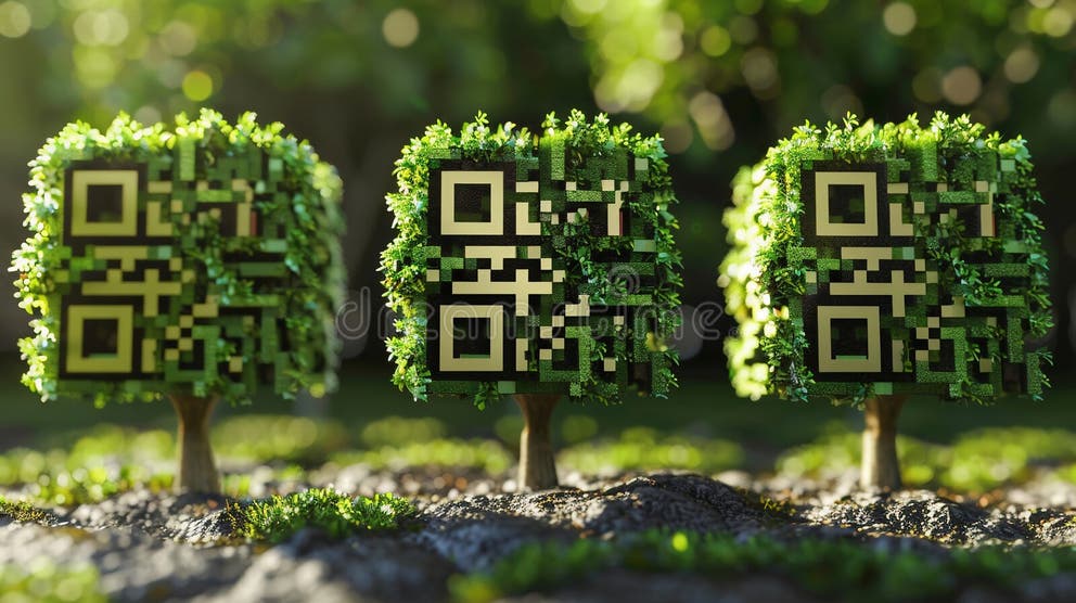 Green Trees Shaped Like QR Code with the Green Forest. Technology Stock Photo - Image of natural ...