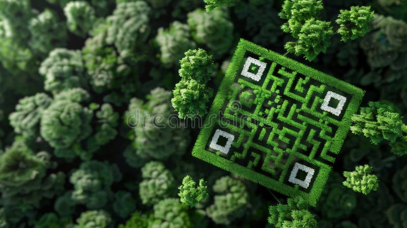 Green Trees Shaped Like QR Code with the Green Forest. Technology Stock ...