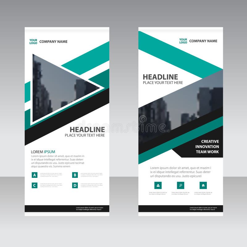 Green Triangle Business Roll Up Banner Flat Design Template Stock ...