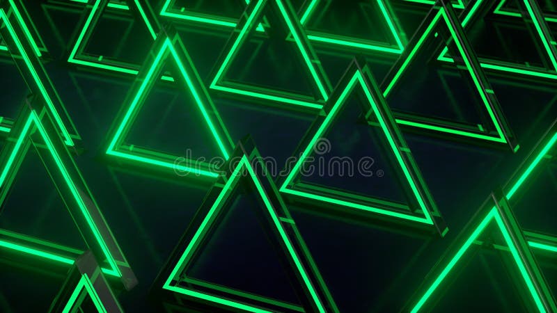 Green Triangular Abstract Background. Neon Lights Background. Bright ...
