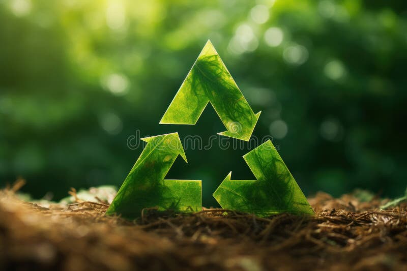 Green Triangular Eco Recycle Concept, Recycle Sign on the Natural ...