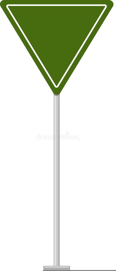 Green Triangular Road Sign Featuring a White Frame, Positioned on a ...