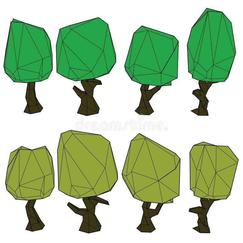 Green Triangular Tree. Raster Stock Illustration - Illustration of ...
