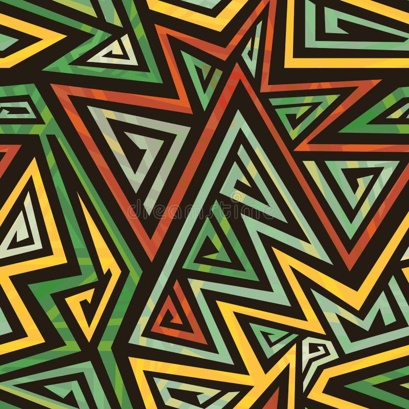 Green Tribal Geometric Seamless Pattern Stock Vector - Illustration of ...