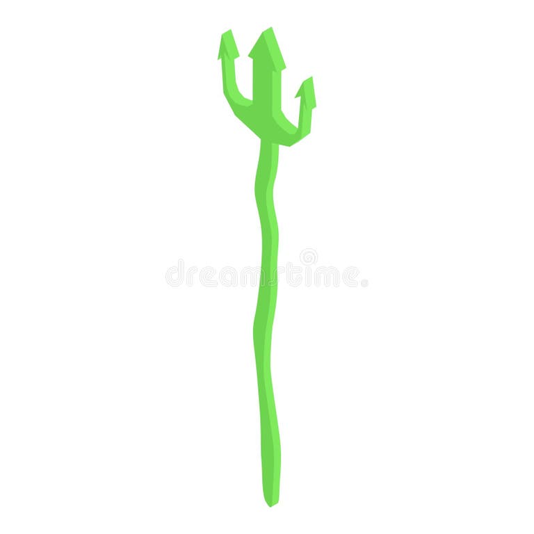 Green Trident Devil Pitchfork Standing Up Isolated Stock Illustration ...