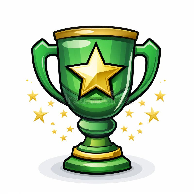 A Green Trophy Cup with a Gold Star on Top Stock Illustration ...