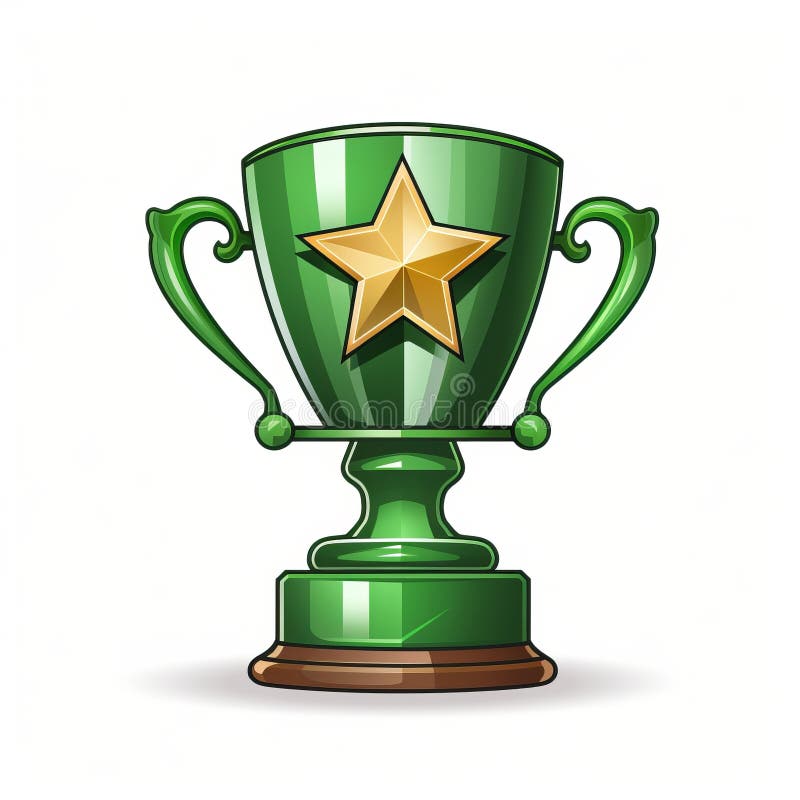 A Green Trophy Cup with a Gold Star on Top Stock Illustration ...