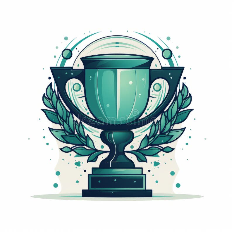 A Green Trophy Cup with a Laurel Wreath on it Stock Illustration ...