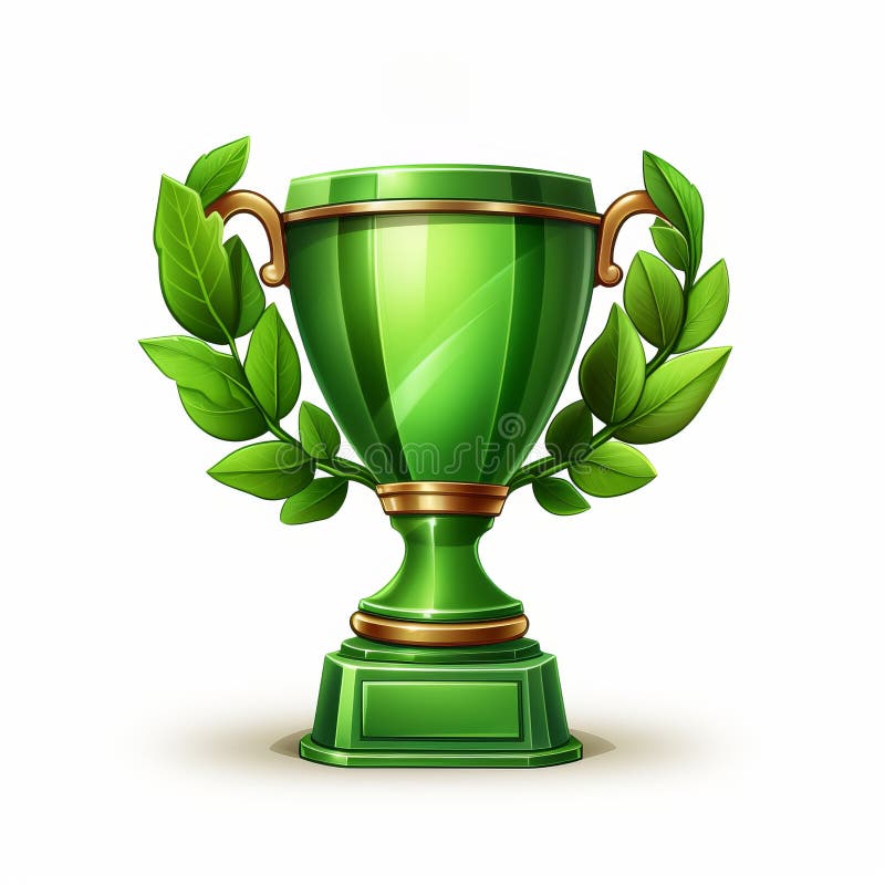 A Green Trophy Cup with a Laurel Wreath Stock Illustration ...