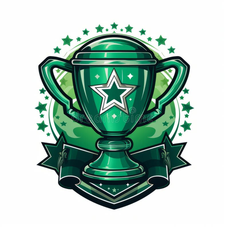 A Green Trophy Cup with a Star on it Stock Illustration - Illustration ...