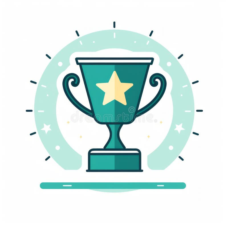 A Green Trophy Cup with a Star on Top Stock Illustration - Illustration ...