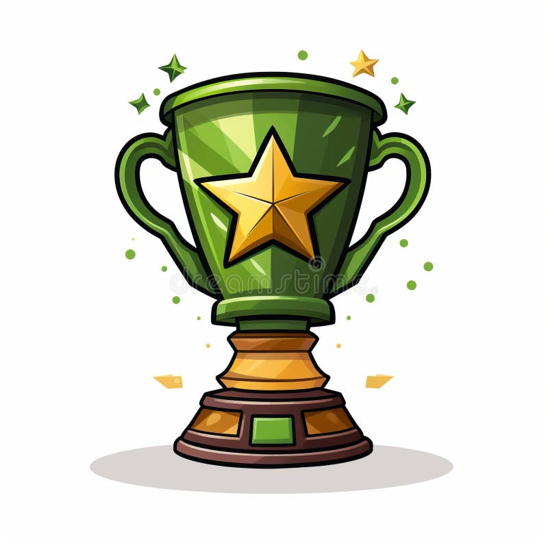 A Green Trophy Cup with a Star on Top Stock Illustration - Illustration ...