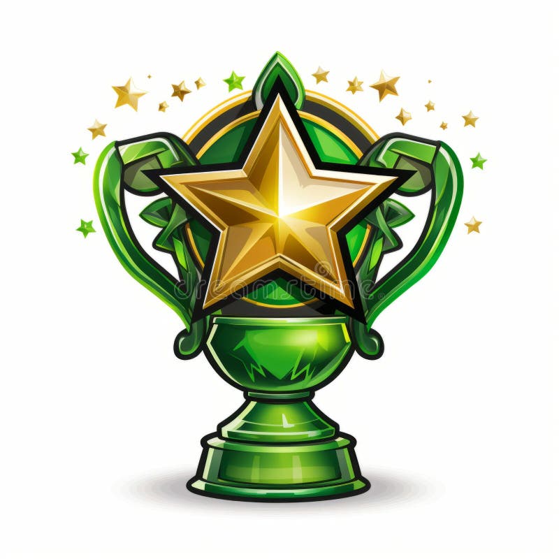 A Green Trophy with a Gold Star on Top Stock Illustration ...