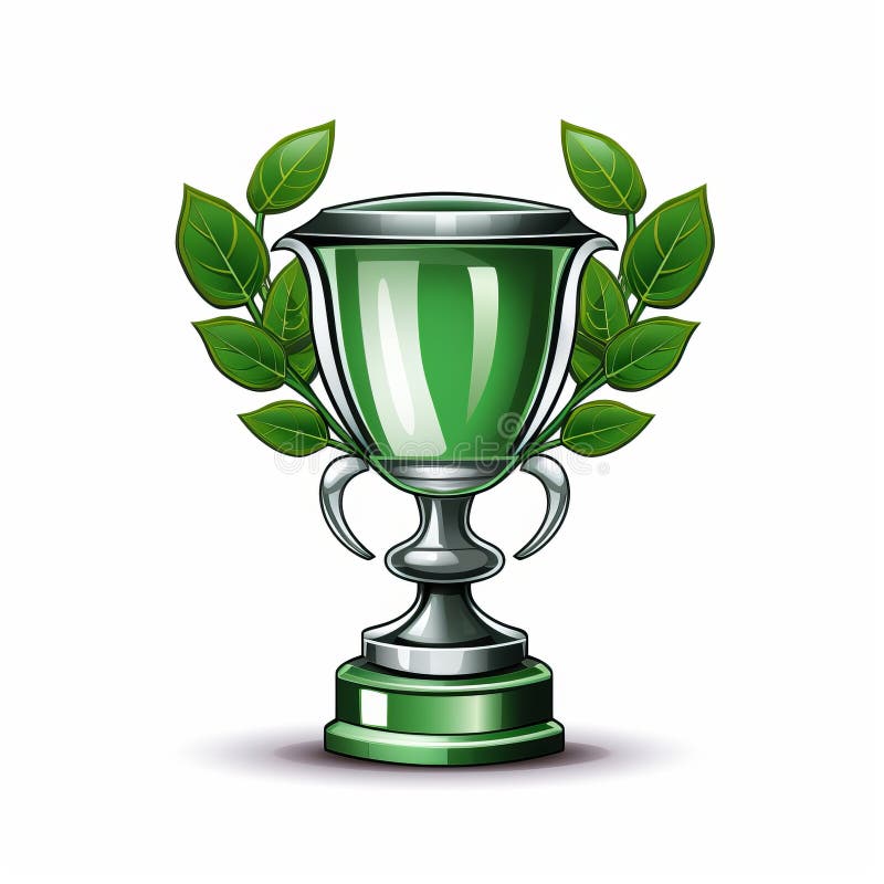 A Green Trophy with a Laurel Wreath on Top Stock Illustration ...