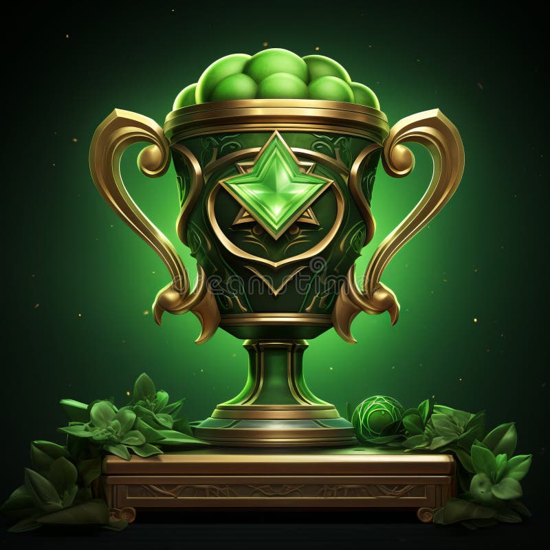 A Green Trophy with a Green Star on Top Stock Illustration ...