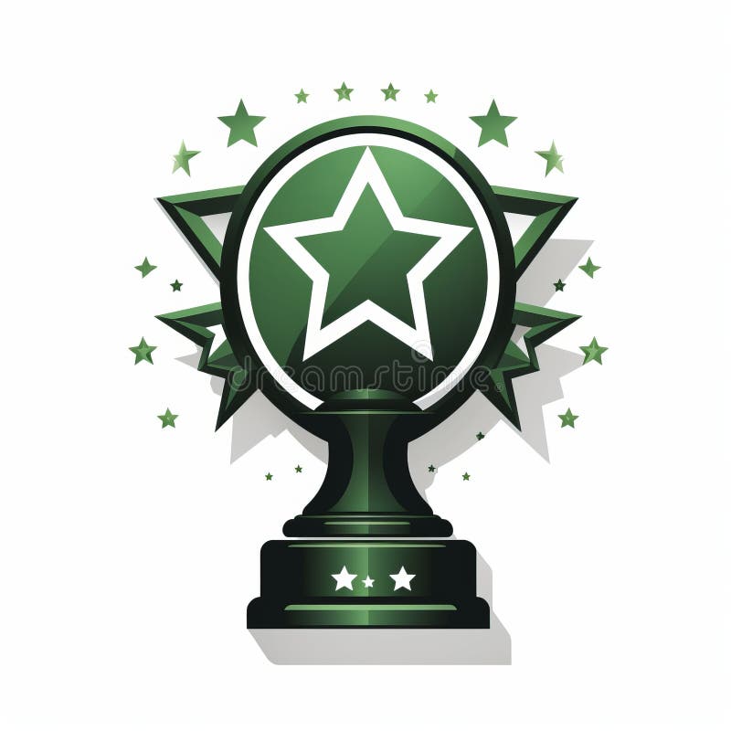 A Green Trophy with a Star on Top Stock Illustration - Illustration of ...