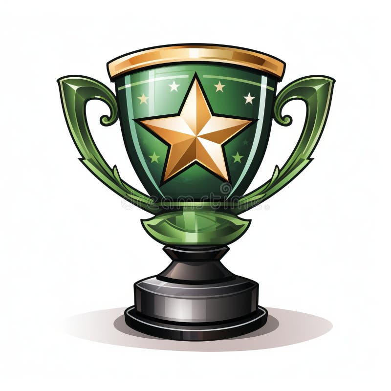A Green Trophy with a Star on Top Stock Illustration - Illustration of ...