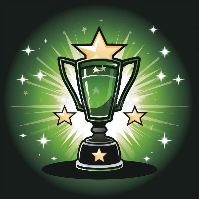 A Green Trophy with Stars on a Black Background Stock Illustration ...