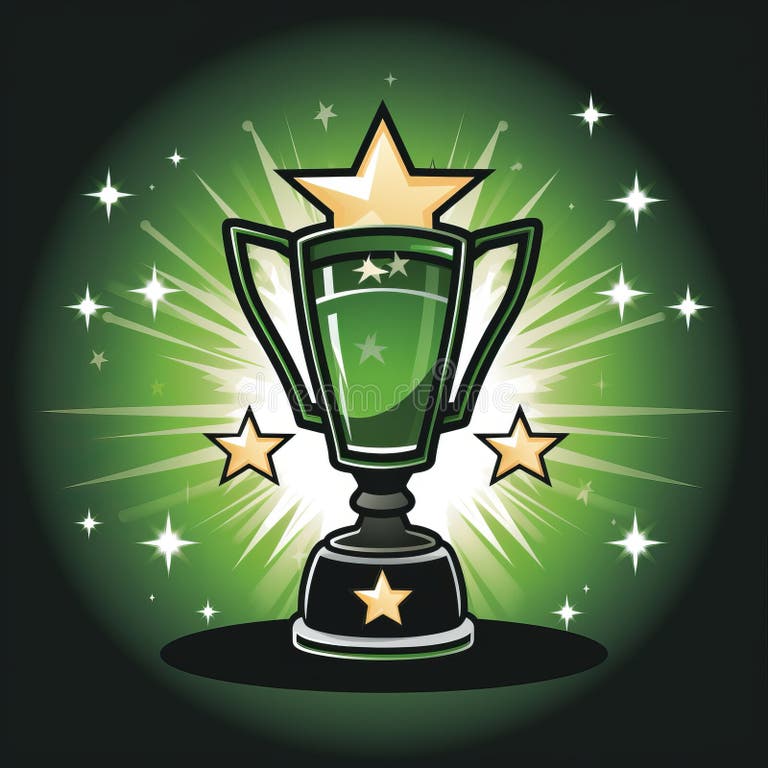 A Green Trophy with Stars on a Black Background Stock Illustration ...