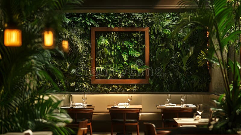 Green Tropical Plants Framing a Neutral Wall Space. Stock Photo - Image ...