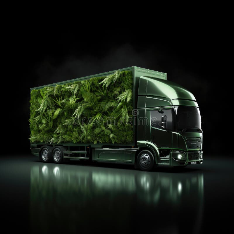 Green Truck Eco Logistic Concept. Stock Illustration - Illustration of ...