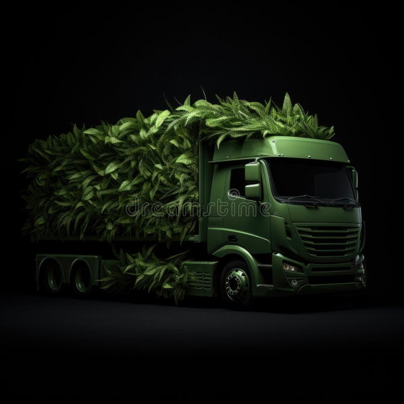Green Truck Eco Logistic Concept. Stock Illustration - Illustration of ...