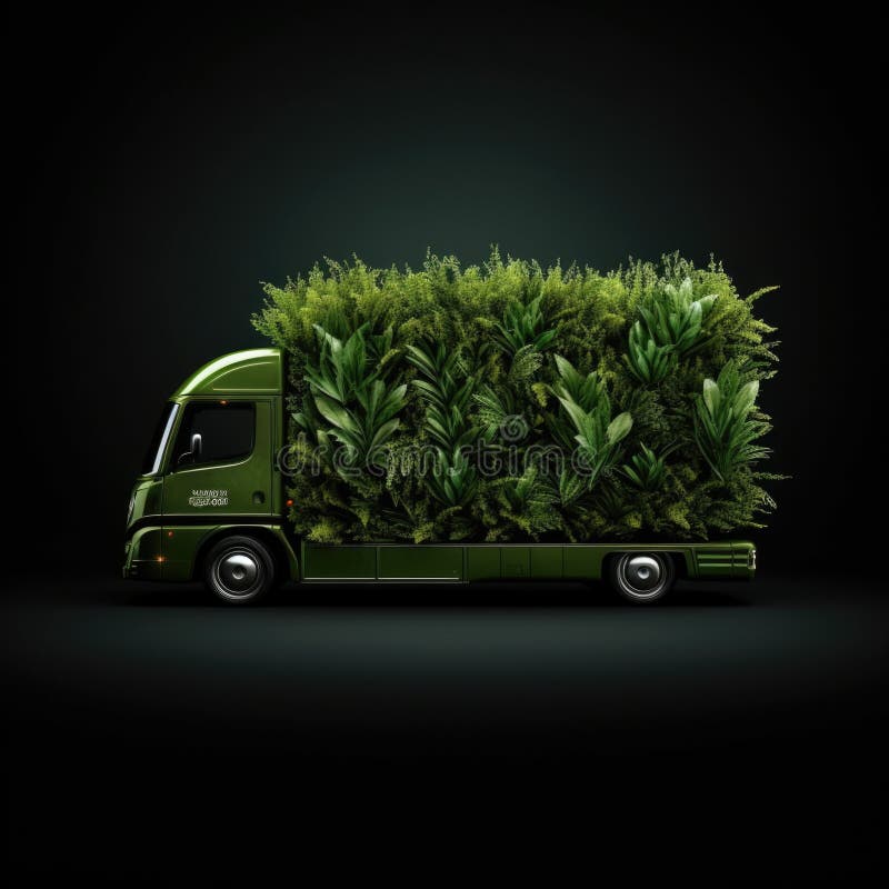 Green Truck Eco Logistic Concept. Stock Illustration - Illustration of ...