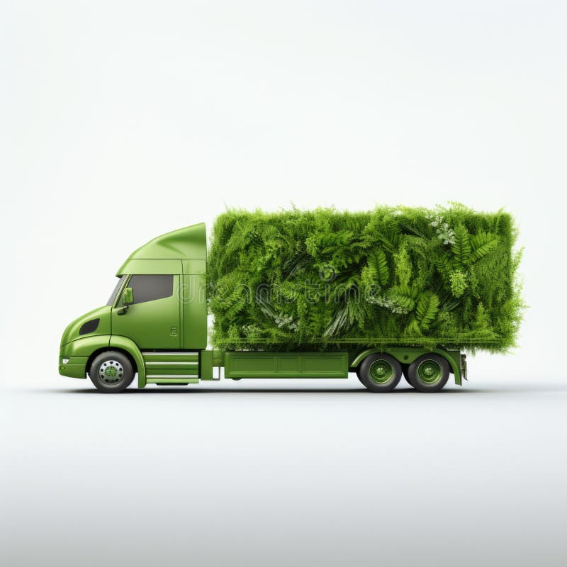 Green Truck Eco Logistic Concept. Stock Illustration - Illustration of ...