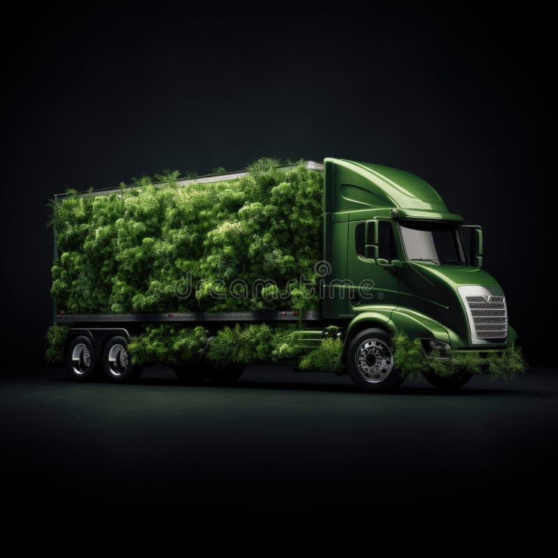 Green Truck Eco Logistic Concept. Stock Illustration - Illustration of ...